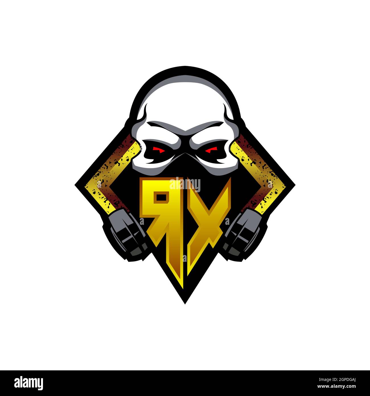 RX Logo monogram with Skull Shape designs template vector icon modern ...