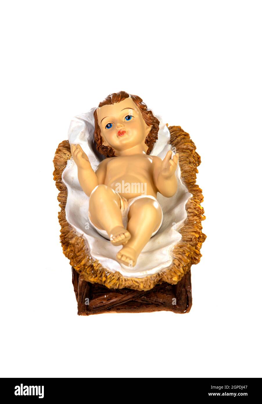 Baby Jesus Christmas rustic isolated on a white background Stock Photo ...