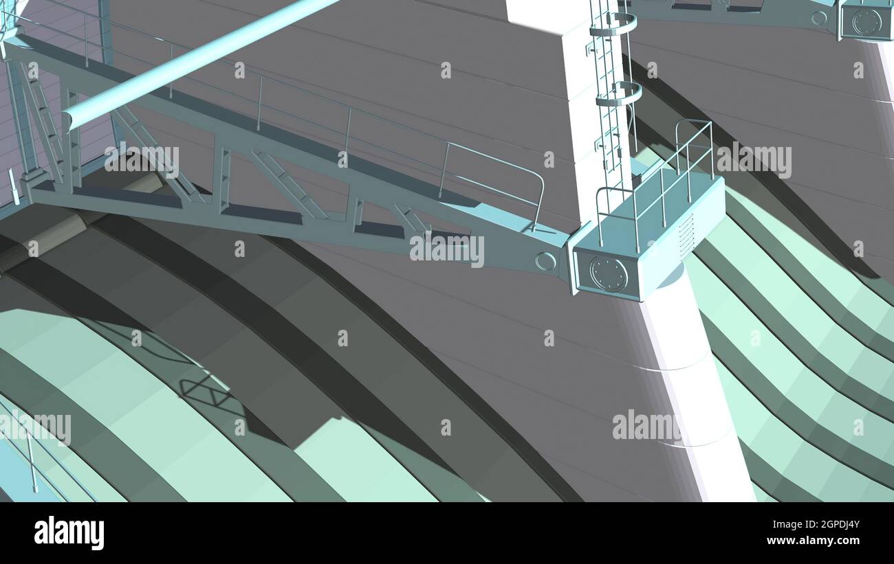 3d illustration - Close Up Of Large Dam With Gates Stock Photo - Alamy