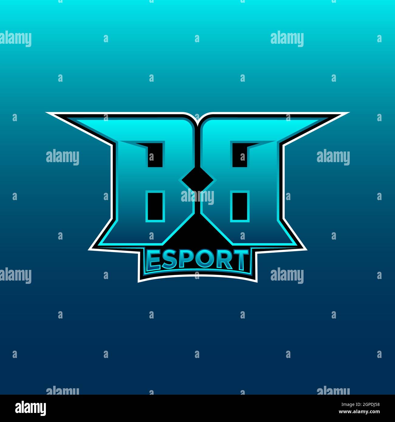 BB Logo ESport Gaming Initial with Blue Light Color design vector ...