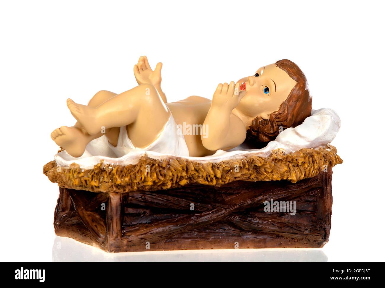 Baby Jesus Christmas rustic isolated on a white background Stock Photo ...