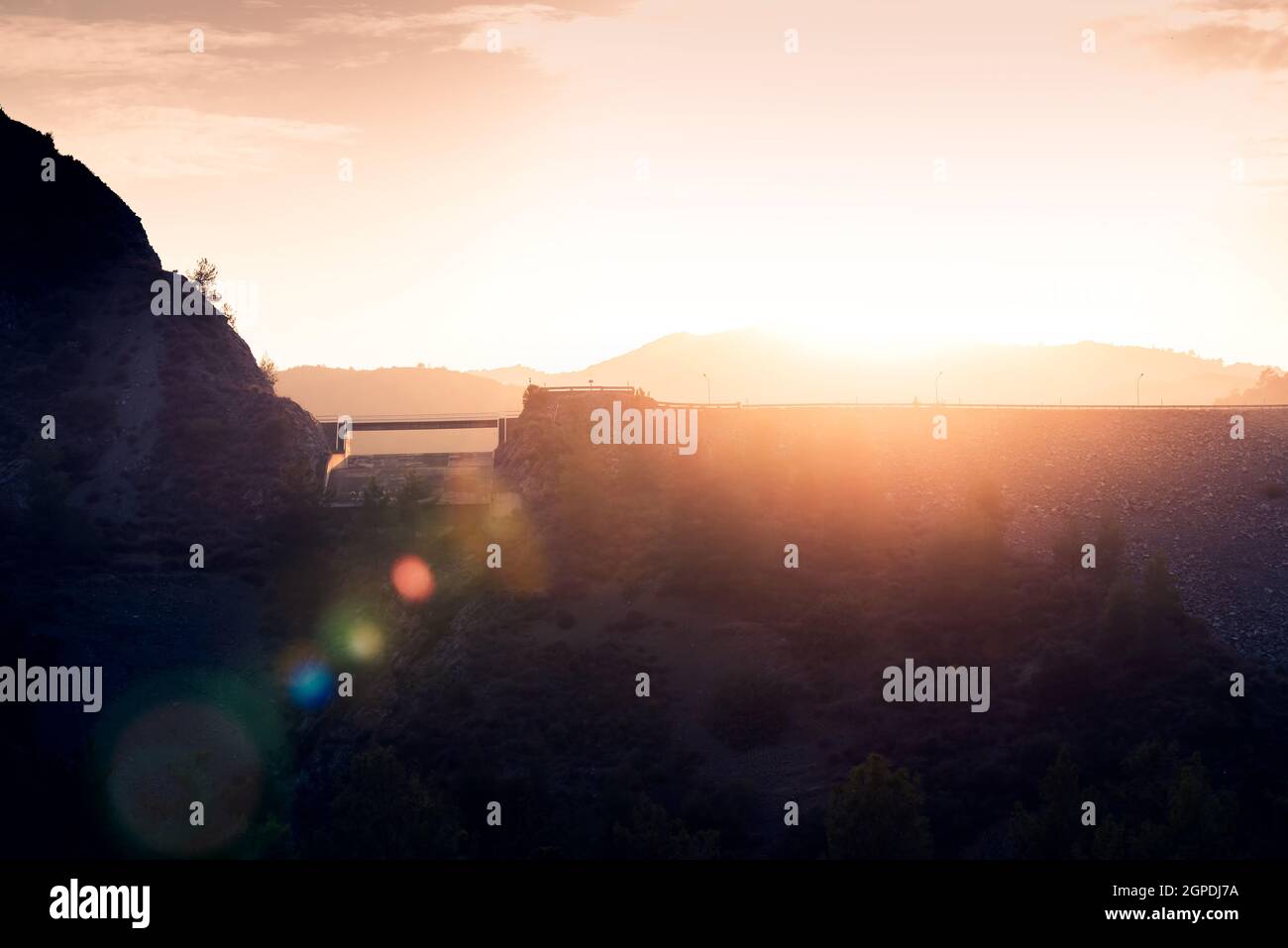 Lefkara dam in Cyprus at sunset Stock Photo - Alamy