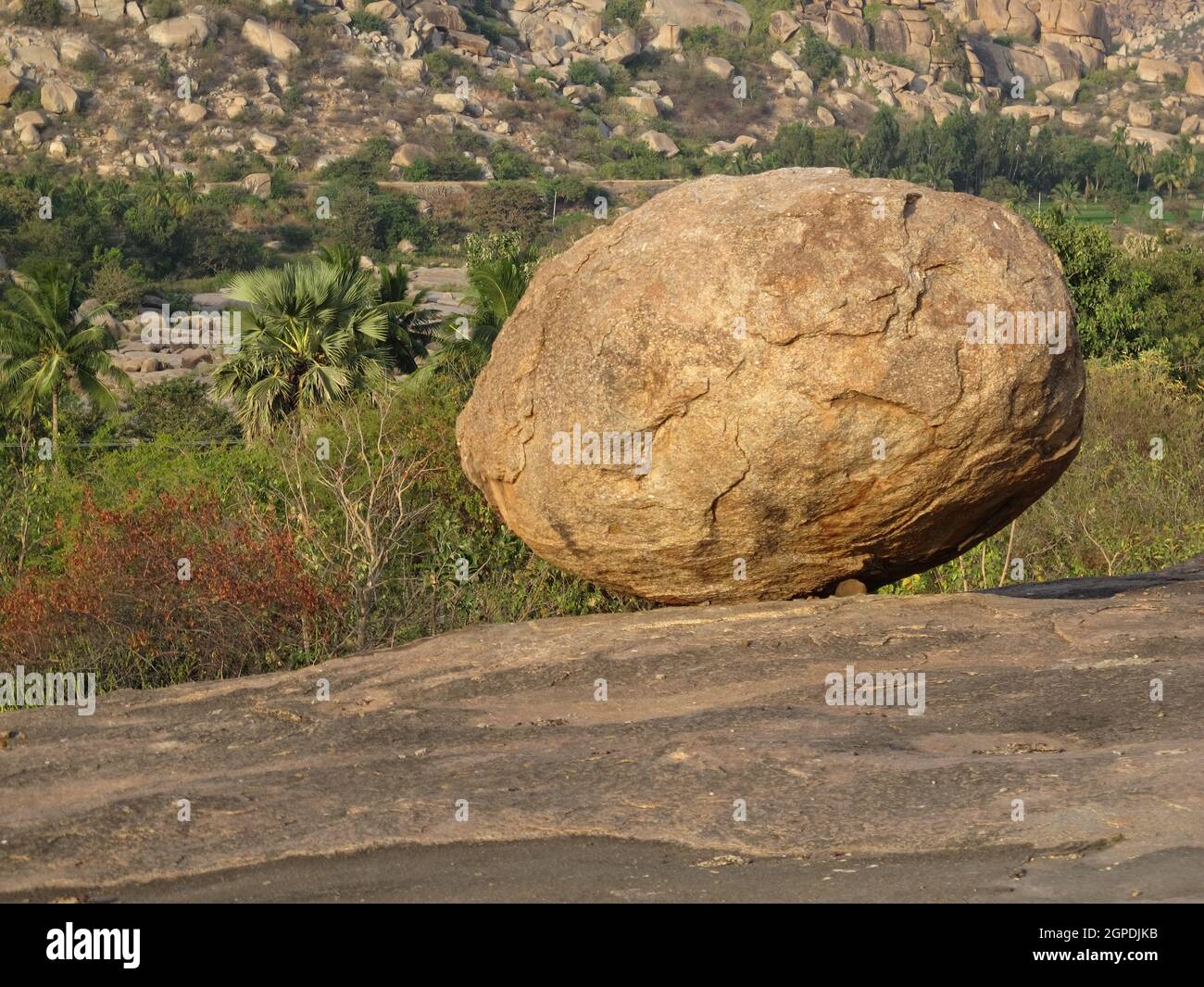 Big round granite boulder in Hampi, India Stock Photo - Alamy