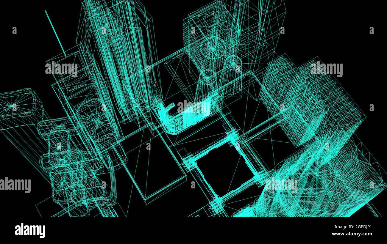 3d illustration - Technical Drawing of floor design being drawn with ...