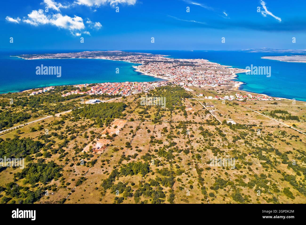 Island of Vir archipelago aerial panoramic view, Dalmatia region of ...
