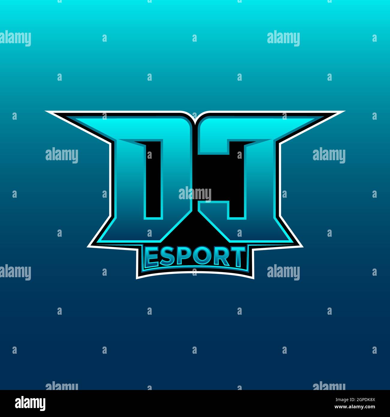 DC Logo ESport Gaming Initial with Blue Light Color design vector ...