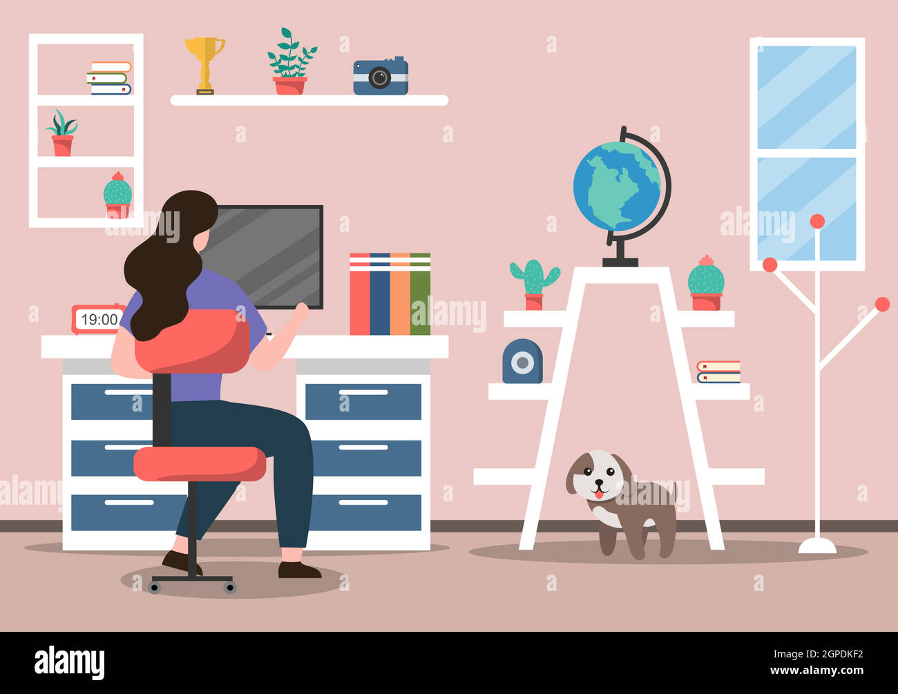 Vector Illustration People During Quarantine from coronavirus Works on ...