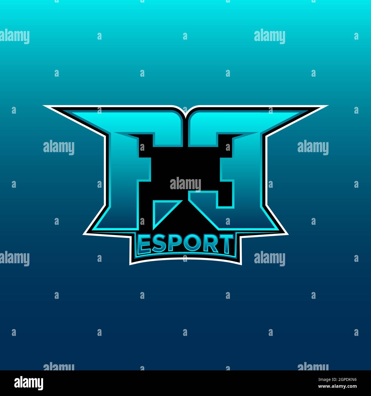 FE Logo ESport Gaming Initial with Blue Light Color design vector ...