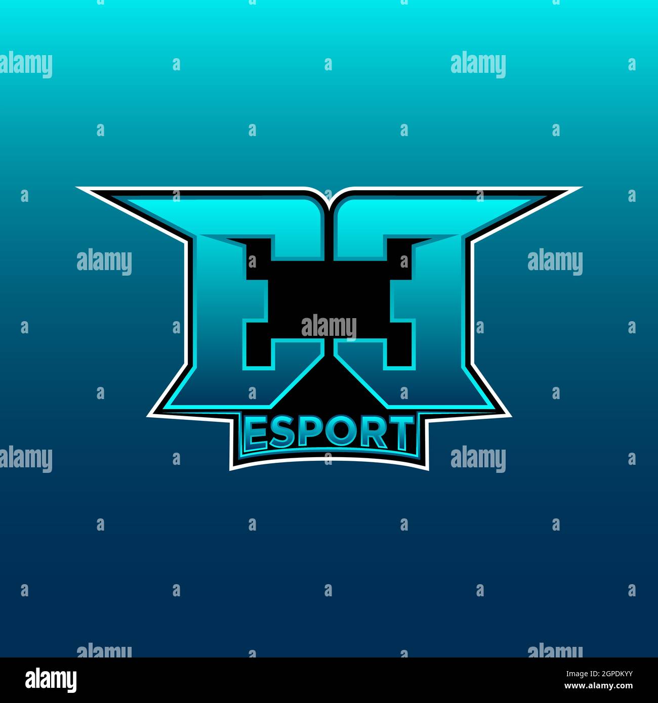 EE Logo ESport Gaming Initial with Blue Light Color design vector ...