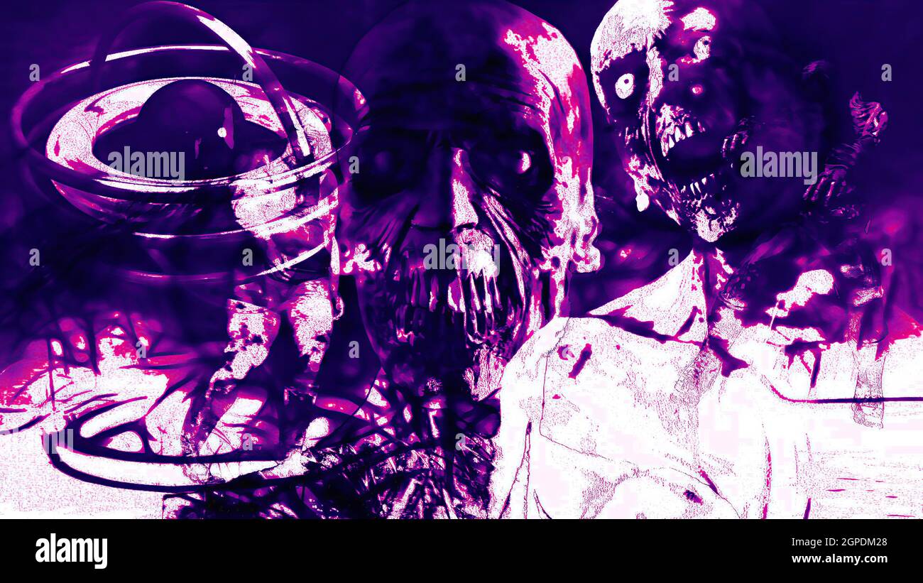 3d illustration - Horror Zombie With scary Effects Stock Photo - Alamy