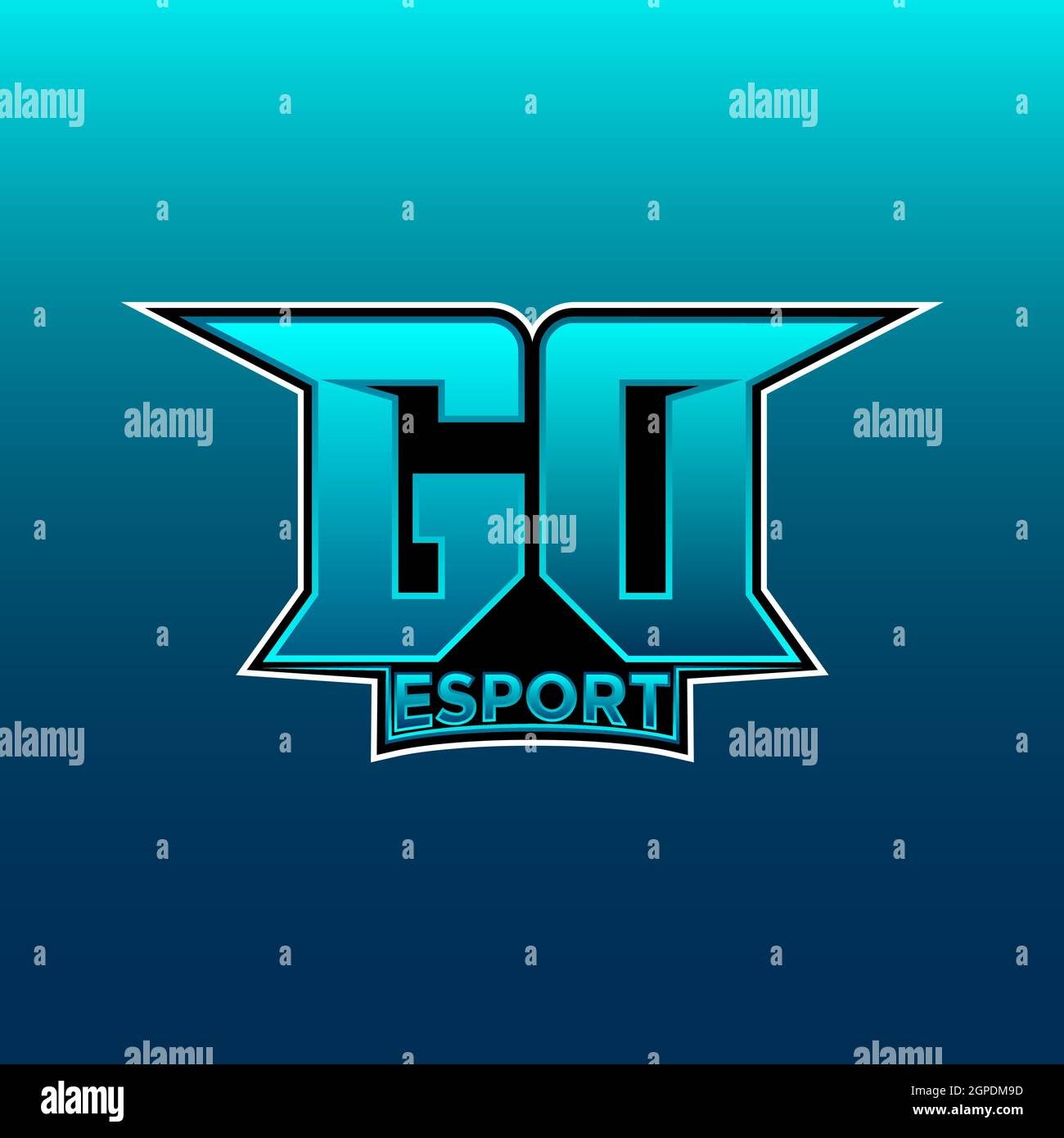 GD Logo ESport Gaming Initial with Blue Light Color design vector ...