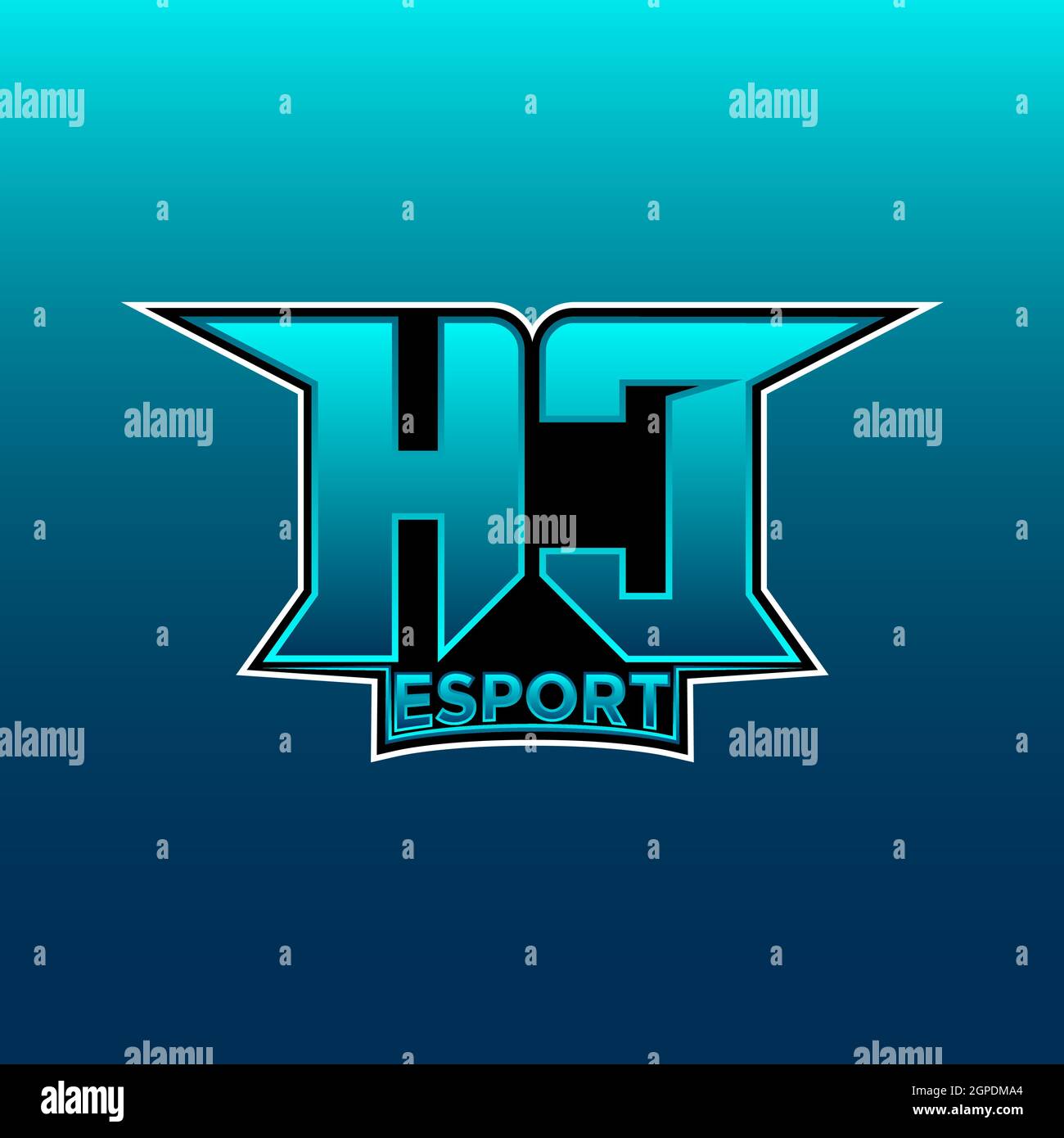 HC Logo ESport Gaming Initial with Blue Light Color design vector ...