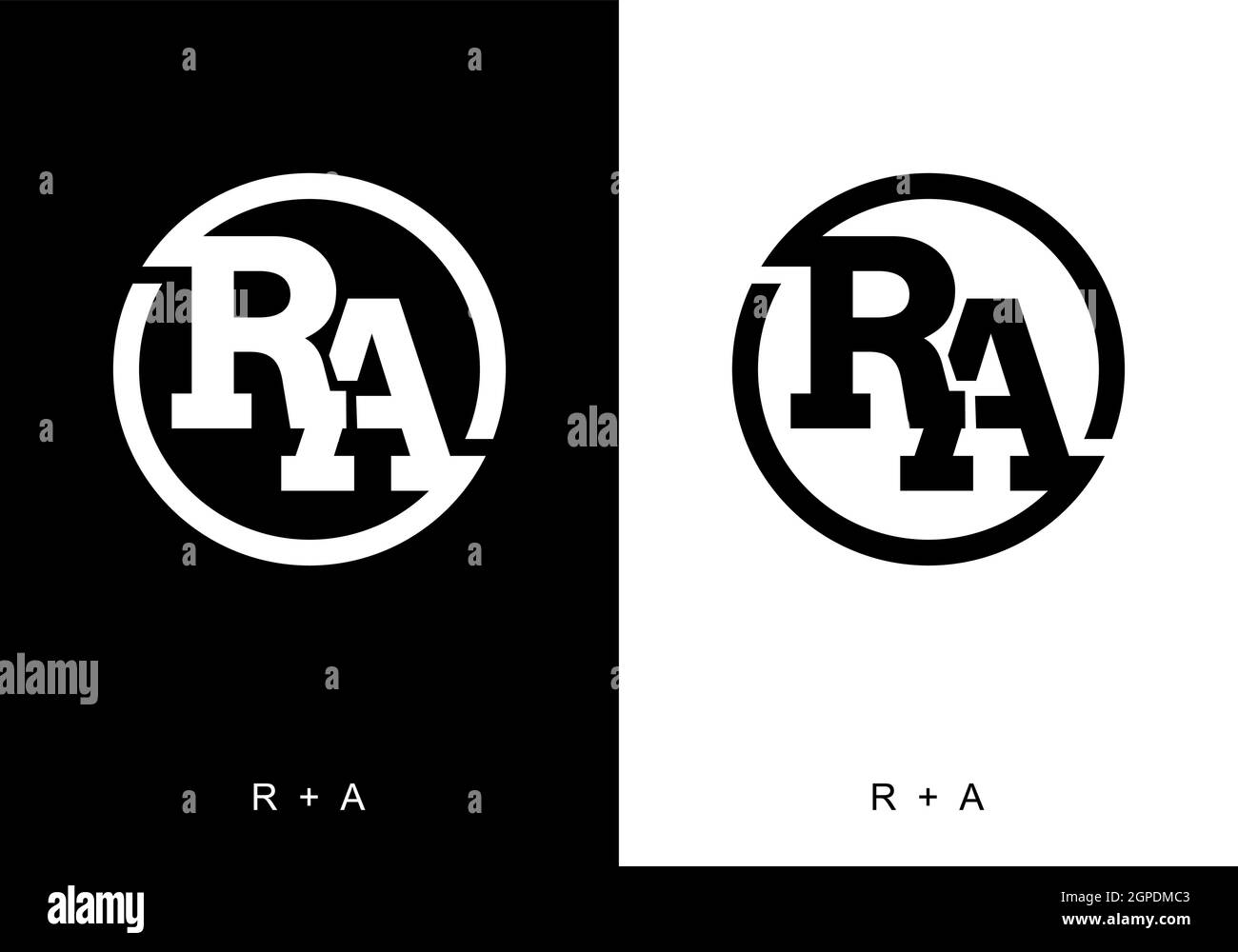 Black and white color of RA initial letter design Stock Vector Image ...