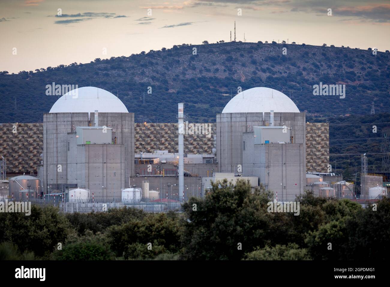 Almaraz, nuclear power plant in the center of Spain, surrounded by a ...