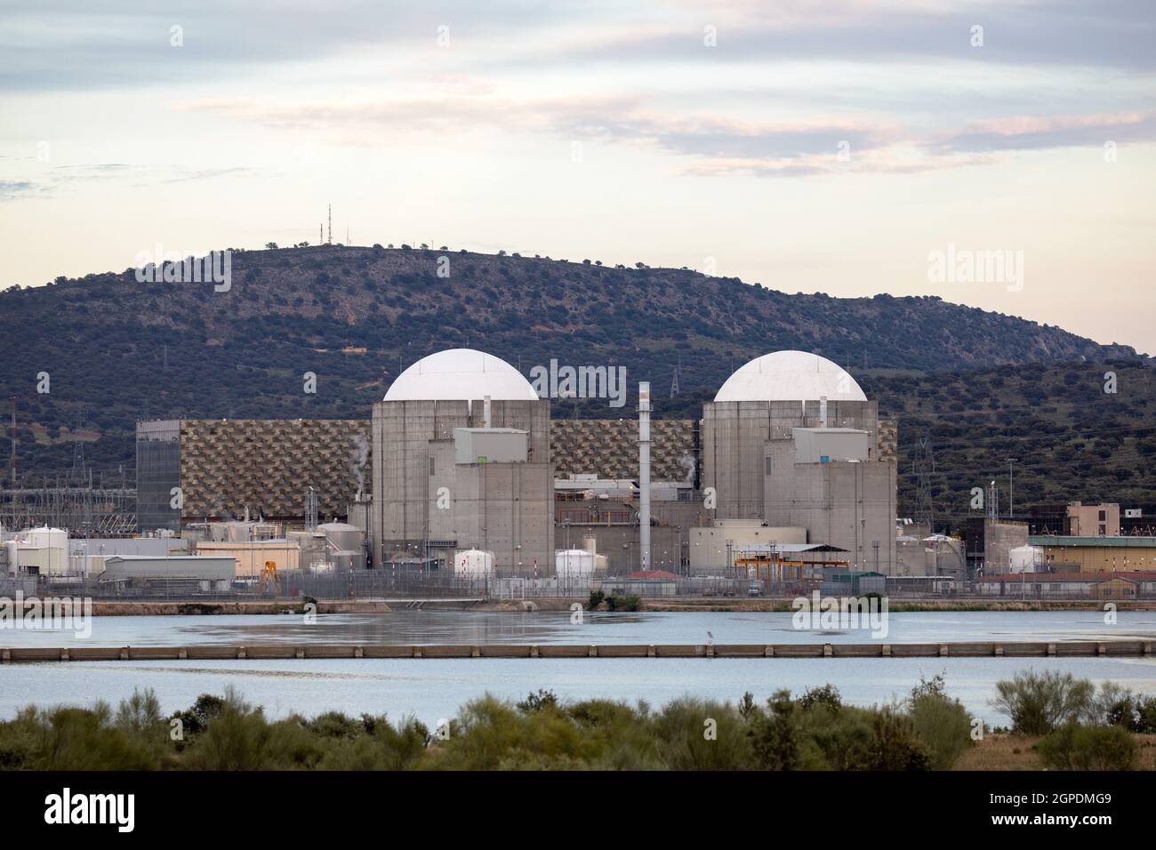 Almaraz, nuclear power plant in the center of Spain, surrounded by a ...