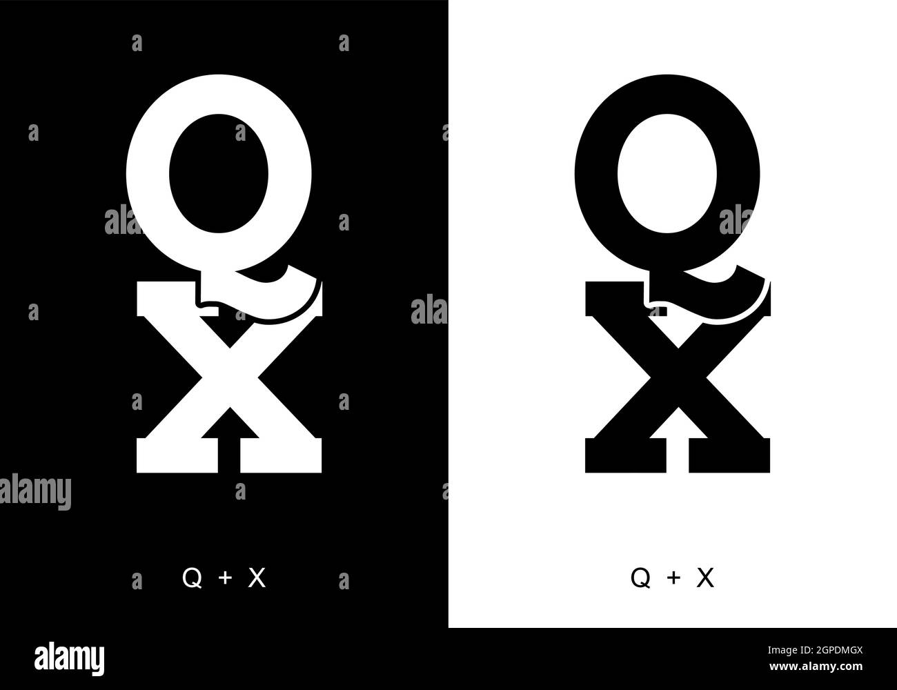 Black and white color of QX initial letter design Stock Vector Image ...