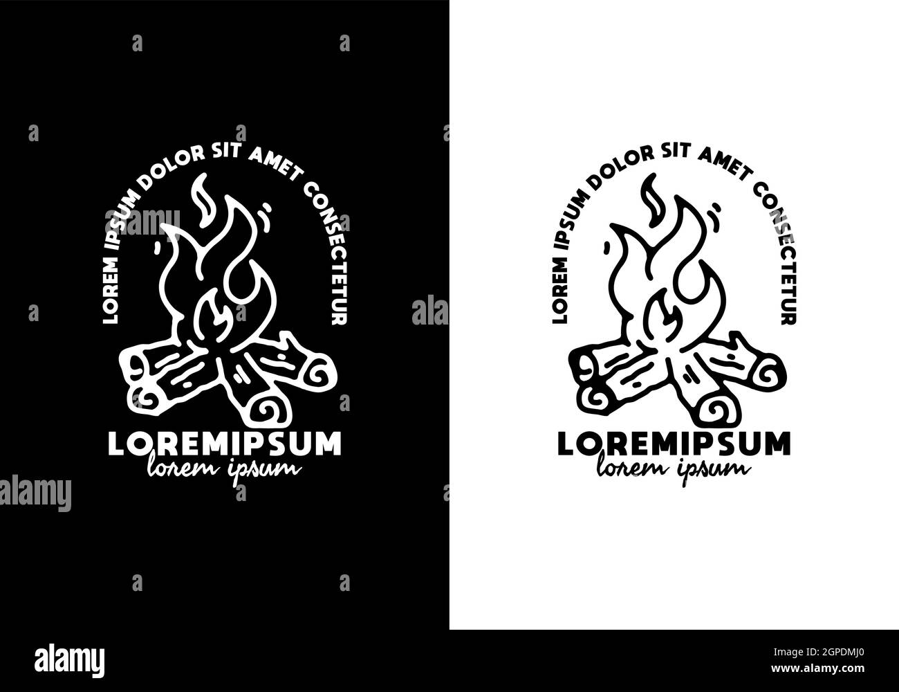 Black and white line art illustration of bonfire design Stock Vector ...