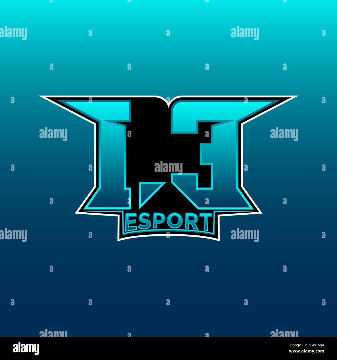 IE Logo ESport Gaming Initial with Blue Light Color design vector ...