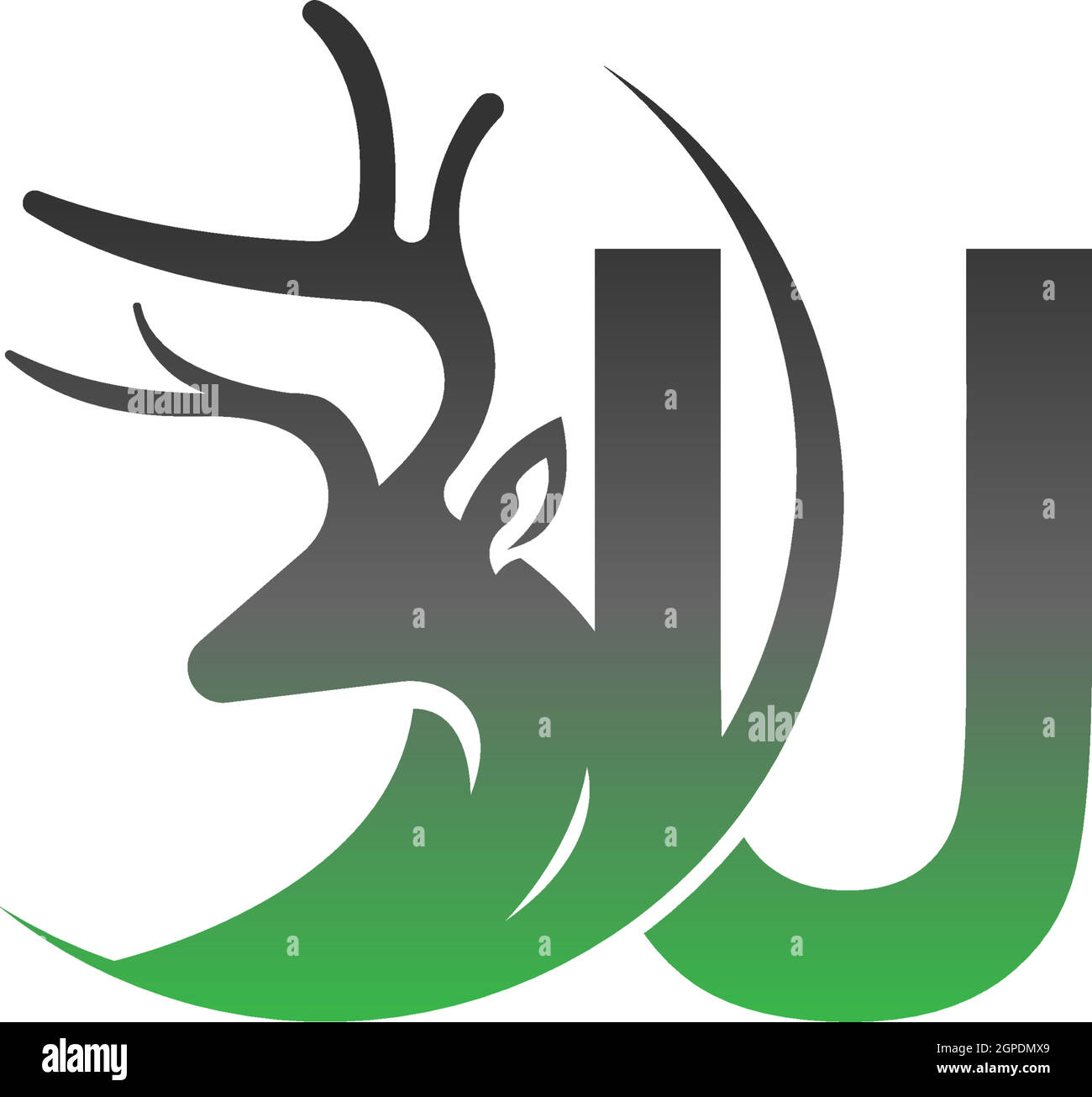 Letter U icon logo with deer illustration design Stock Vector Image ...