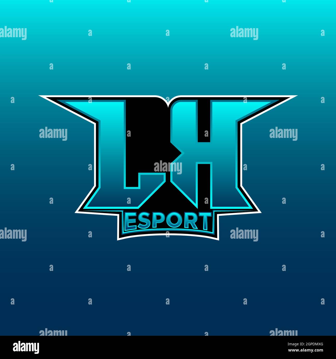 LK Logo ESport Gaming Initial with Blue Light Color design vector ...
