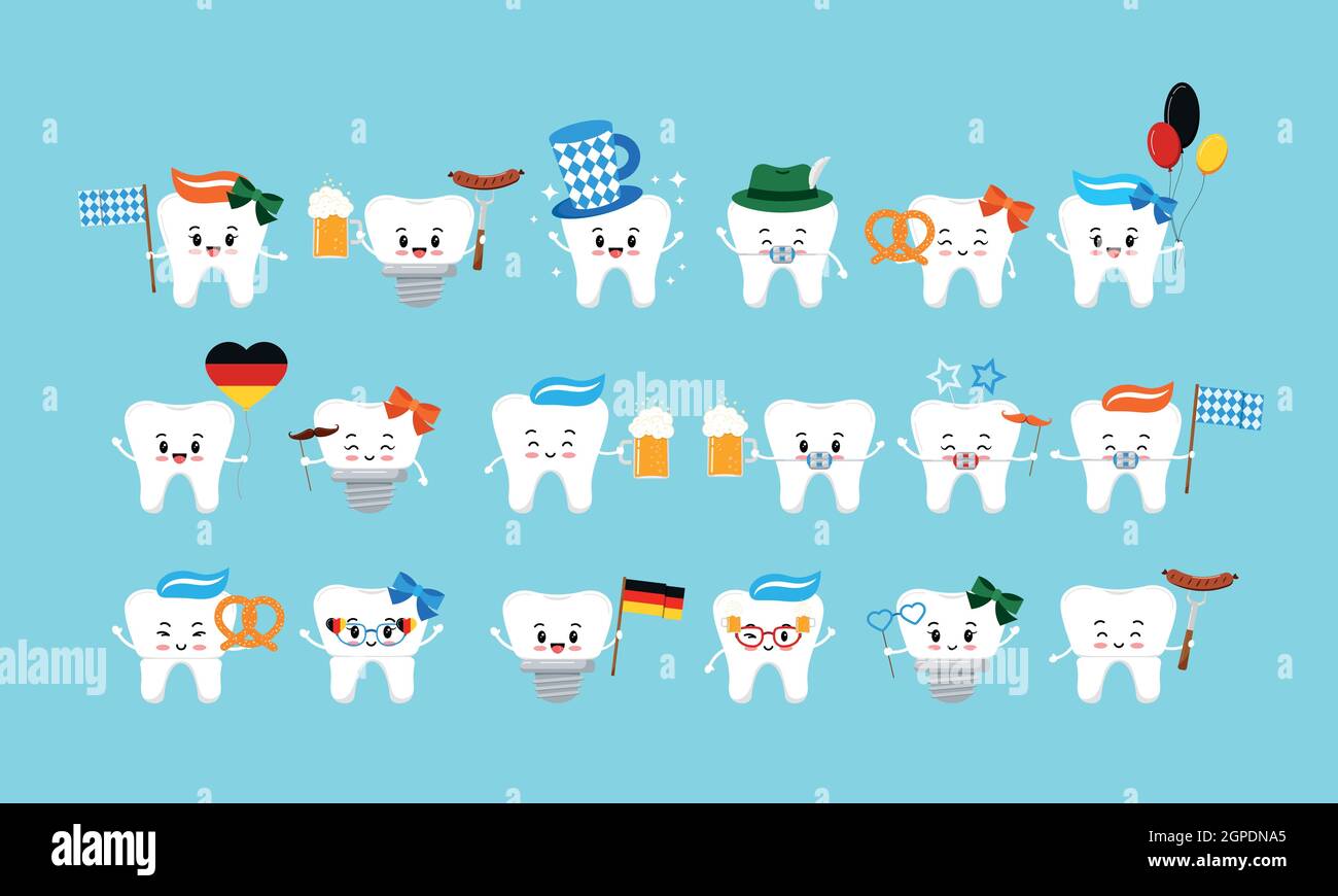 Octoberfest teeth cute icon vector set isolated Stock Vector Image ...