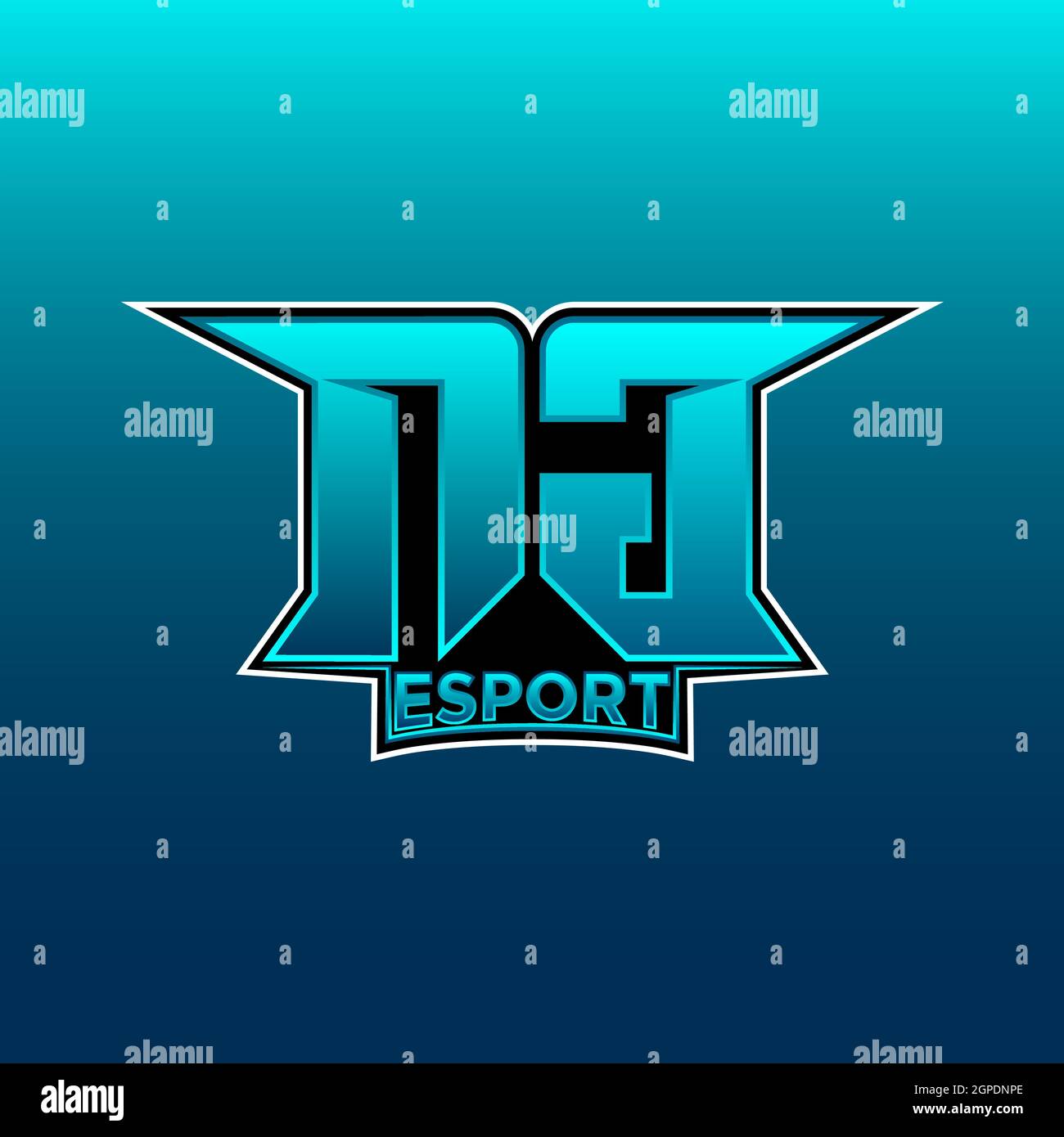 NG Logo ESport Gaming Initial with Blue Light Color design vector ...