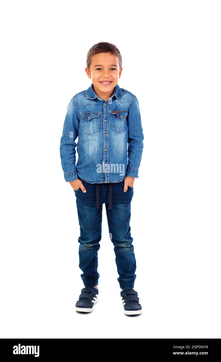 Full portrait of a beautiful child isolated on a white background Stock ...