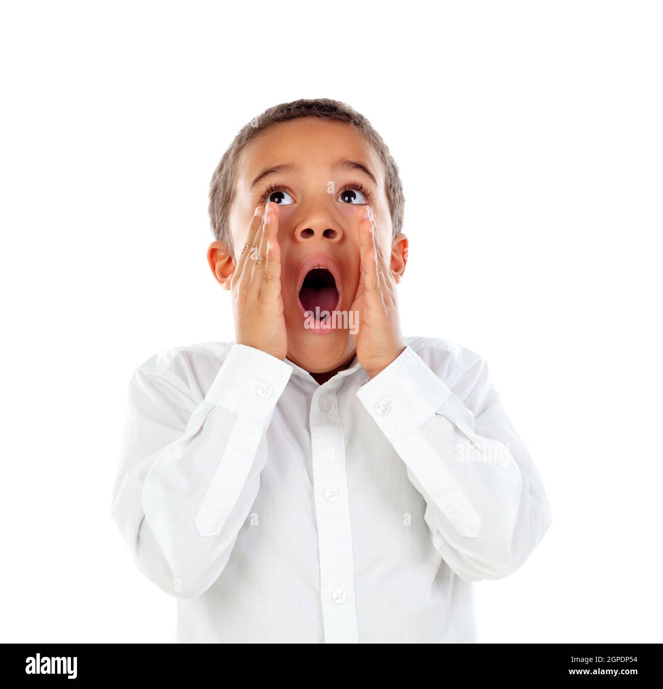 African child shouting isolated on a white background Stock Photo - Alamy