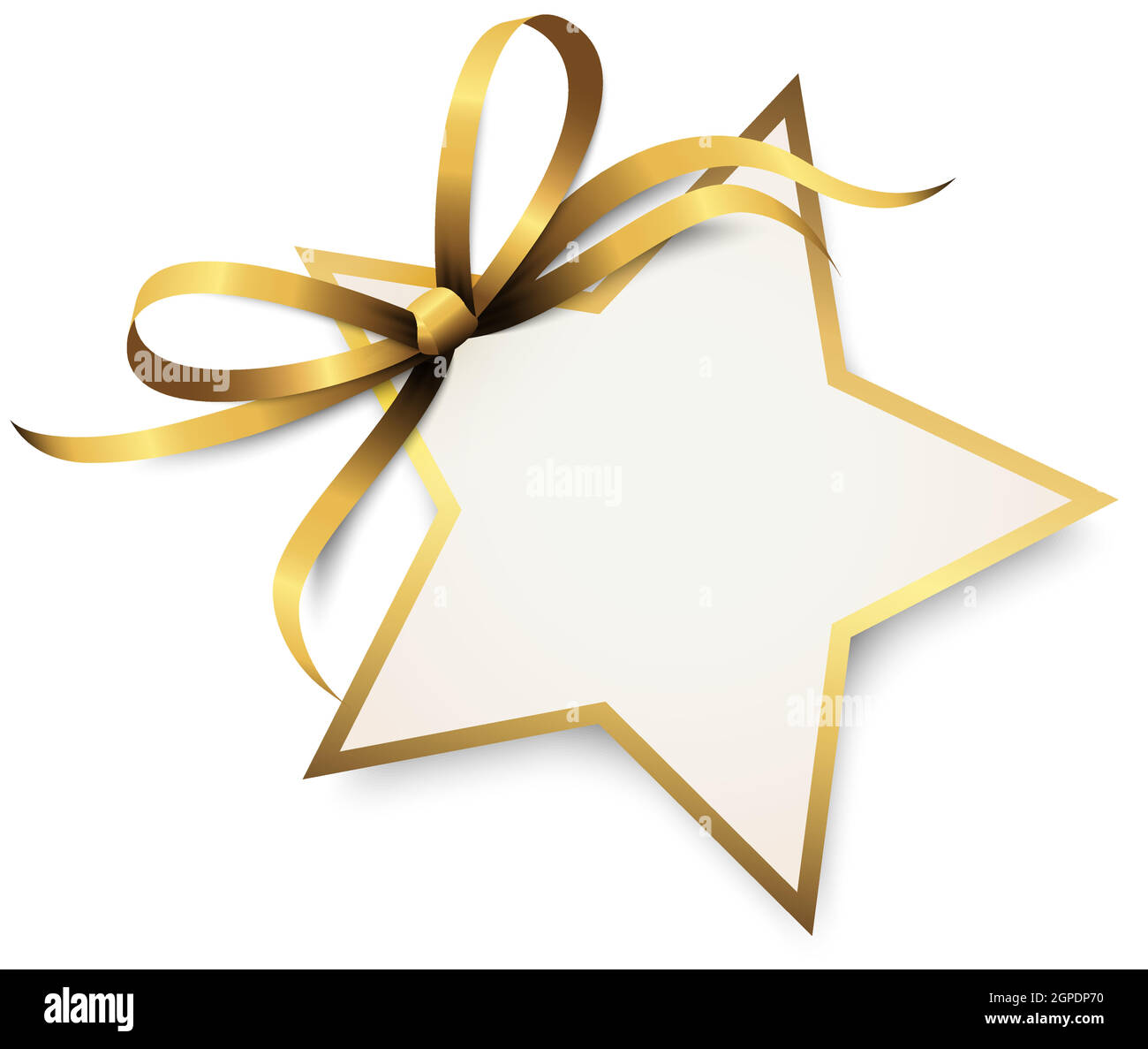 gold ribbon bow with christmas star hang tag Stock Vector Image & Art ...