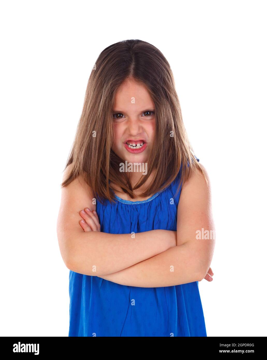 Angry small child isolated on a white background Stock Photo - Alamy