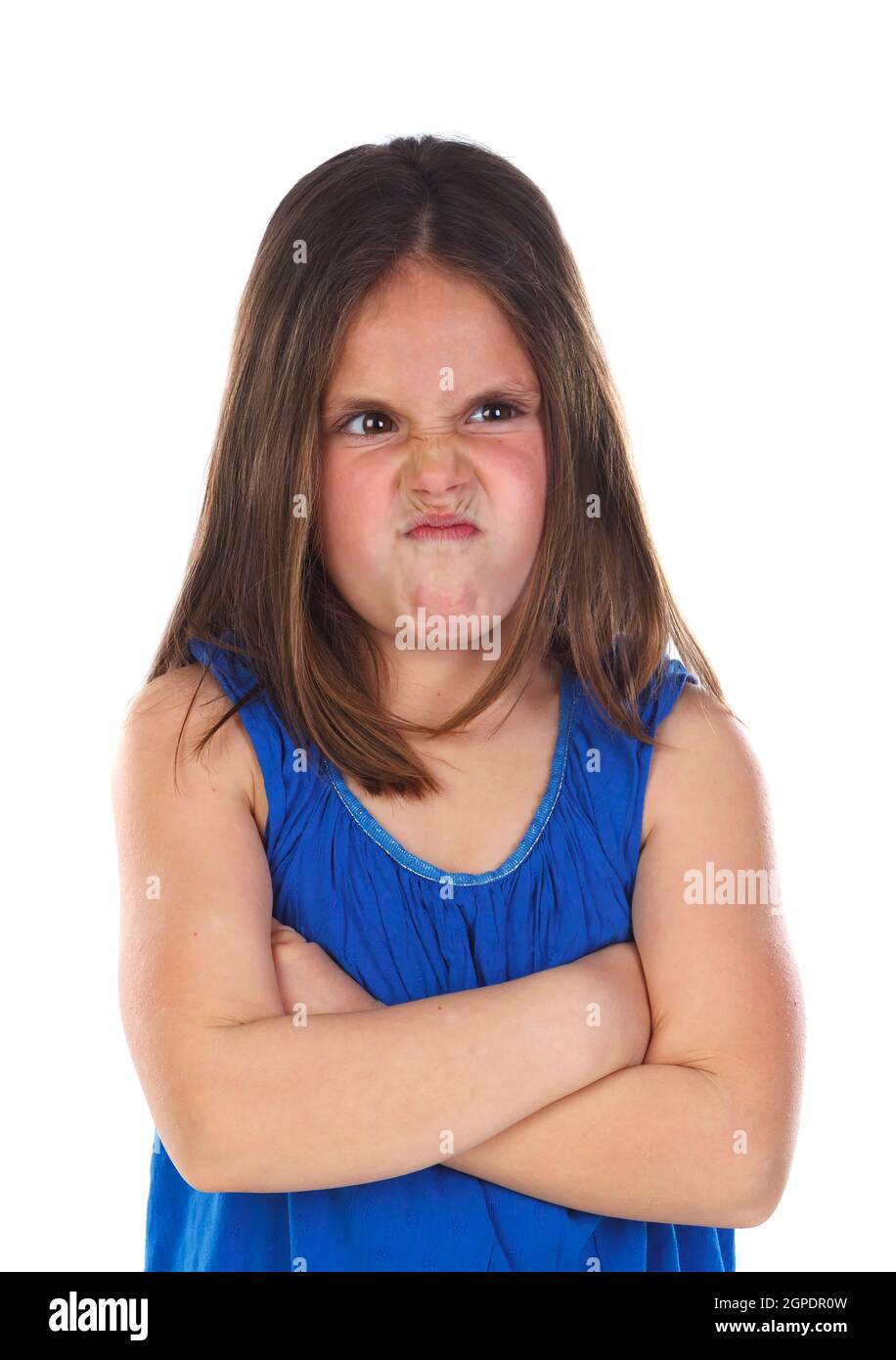Angry small child isolated on a white background Stock Photo - Alamy