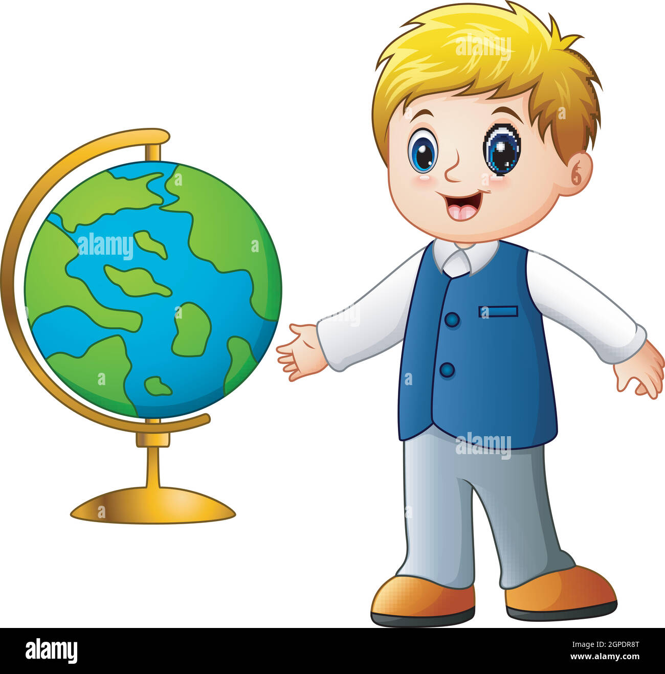 Cartoon boy showing the globe Stock Vector Image & Art - Alamy