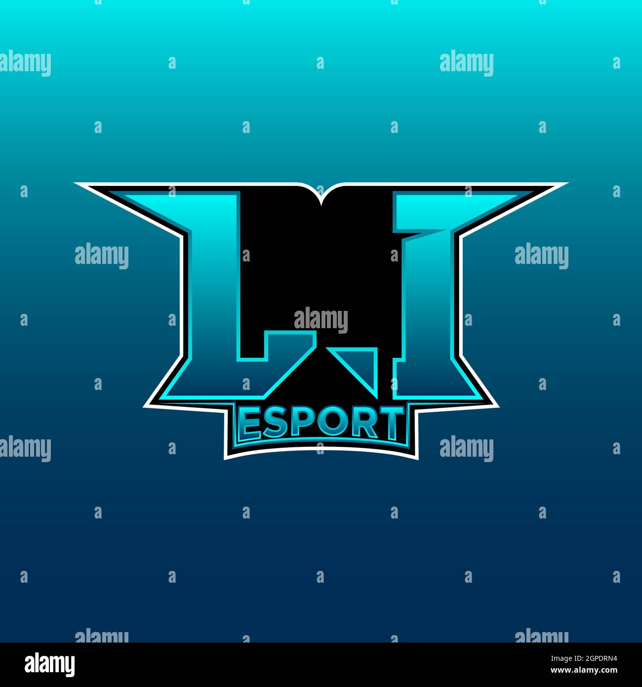 LI Logo ESport Gaming Initial with Blue Light Color design vector ...