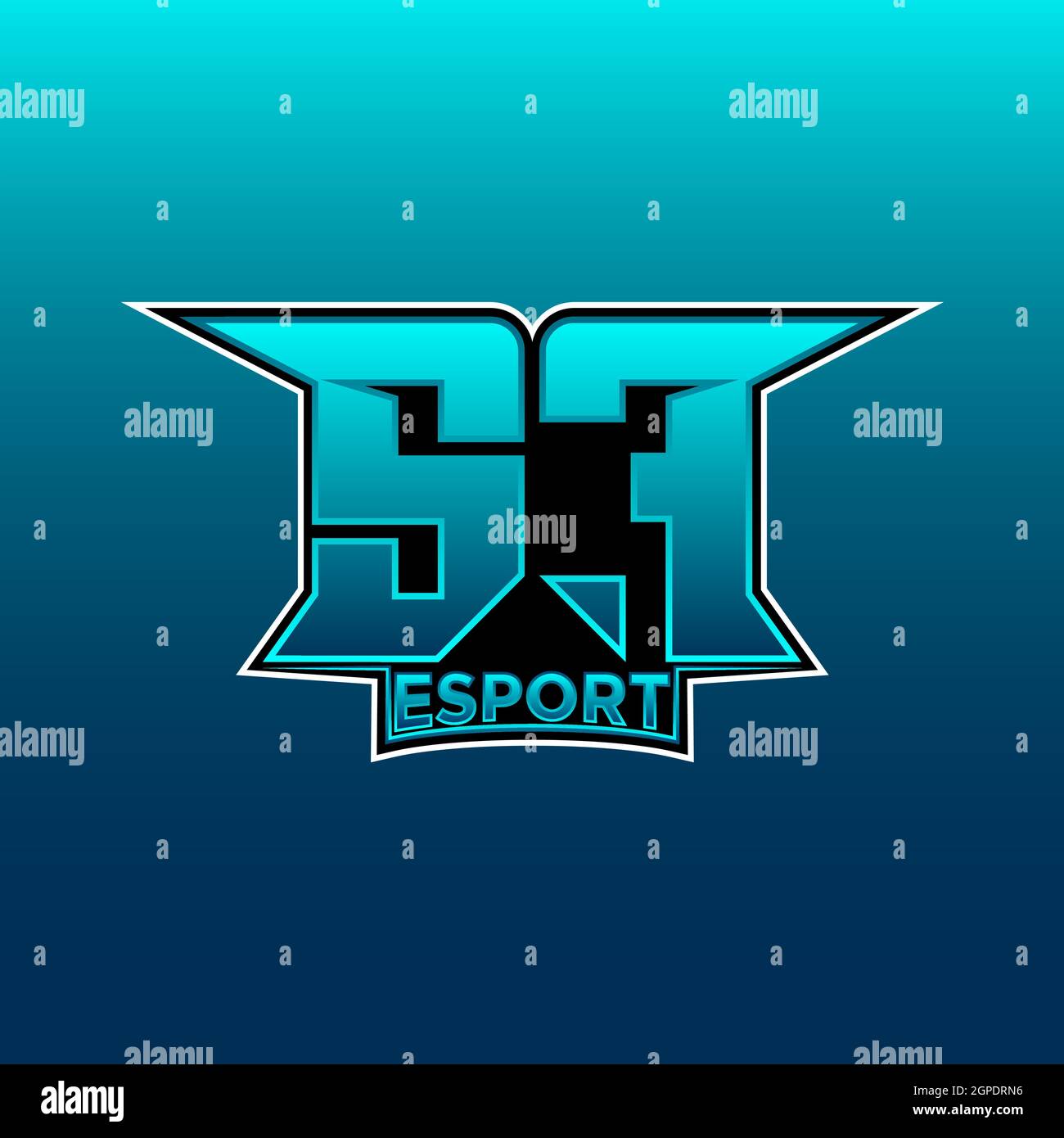 SF Logo ESport Gaming Initial with Blue Light Color design vector ...