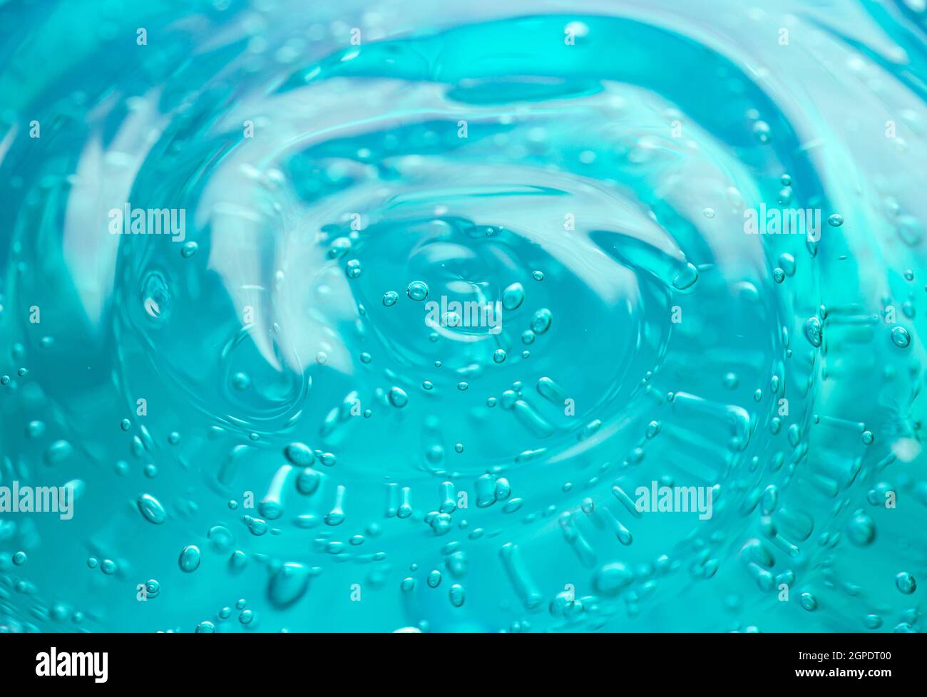 Cosmetic gel background. Blue transparent gel with texture and bubbles ...