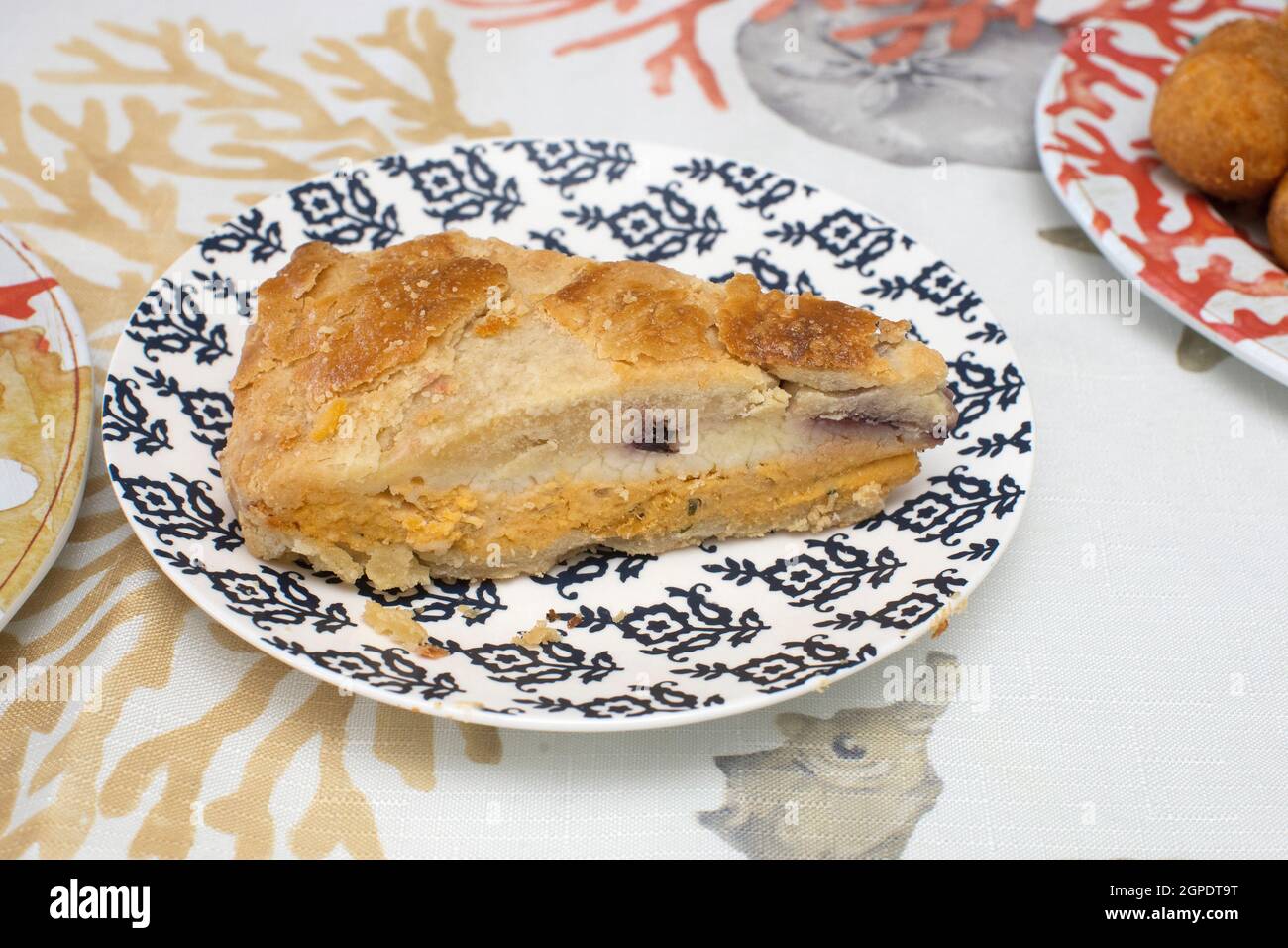 chicken pie baked snake plate Stock Photo - Alamy