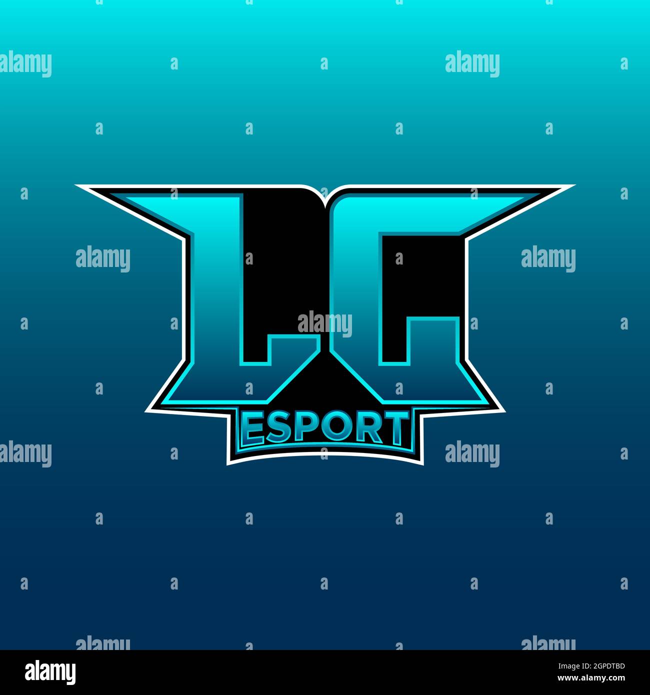 LJ Logo ESport Gaming Initial with Blue Light Color design vector ...
