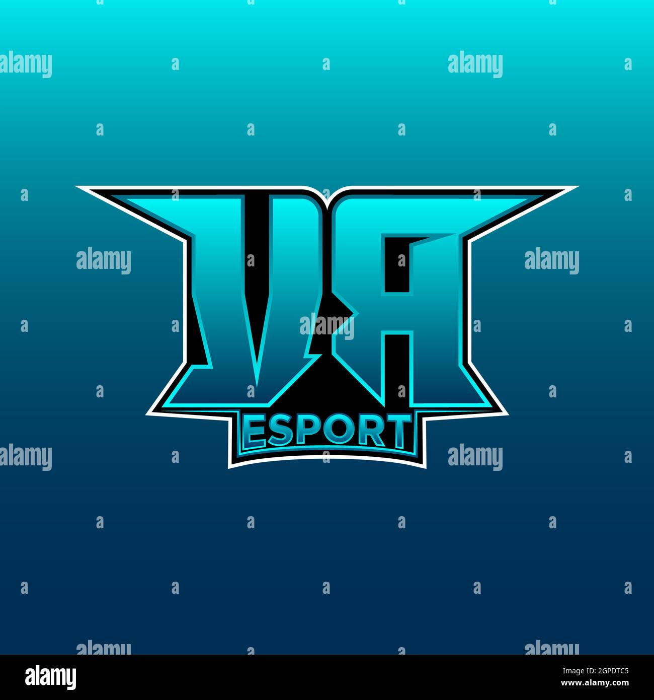 VR Logo ESport Gaming Initial with Blue Light Color design vector ...