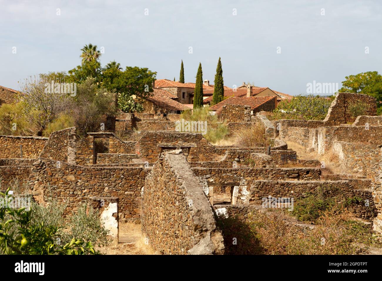 Beautiful small town rebuilt in Spain, Granadilla (Cáceres Stock Photo ...