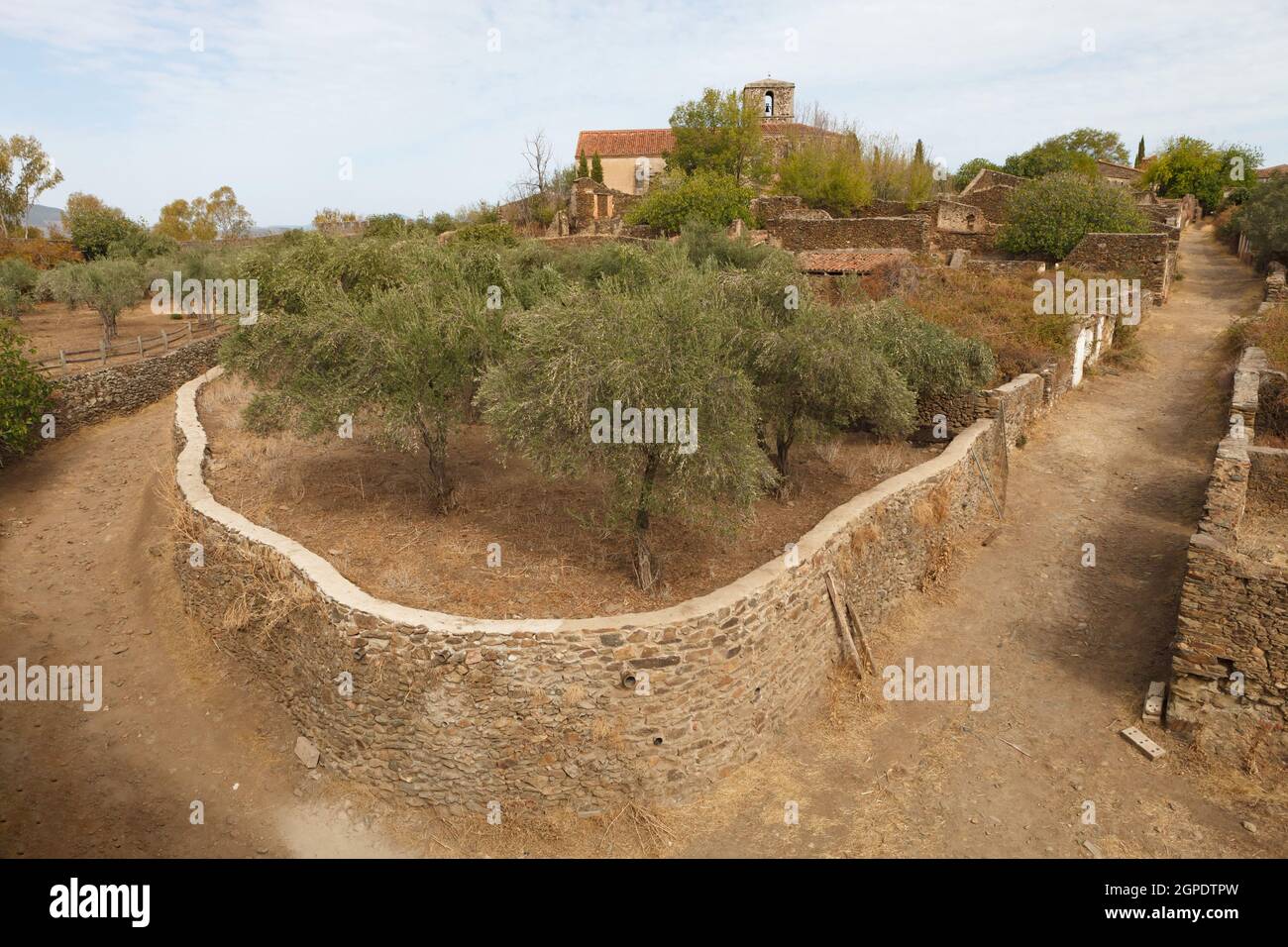 Beautiful small town rebuilt in Spain, Granadilla (Cáceres Stock Photo ...