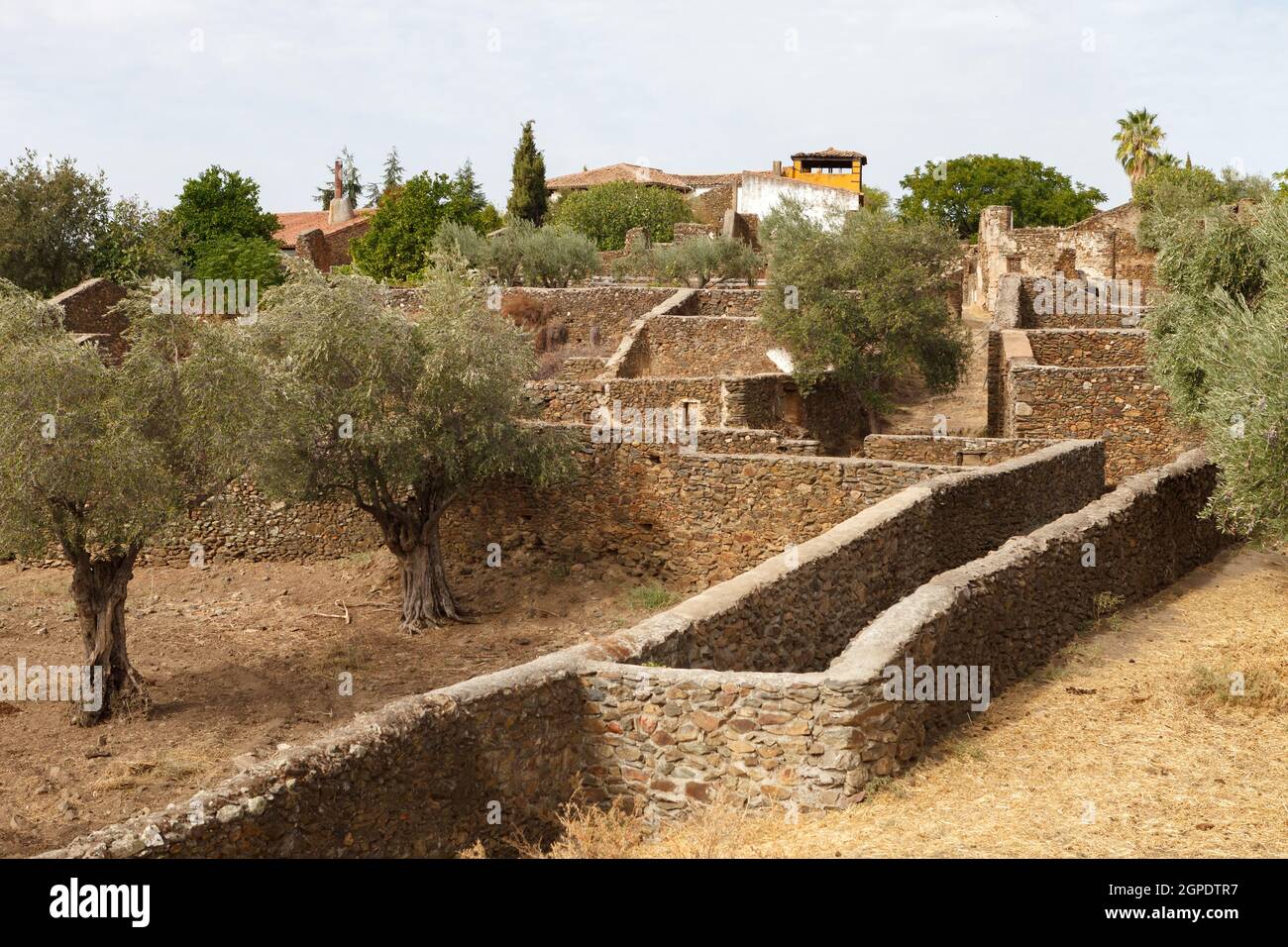 Beautiful small town rebuilt in Spain, Granadilla (Cáceres Stock Photo ...
