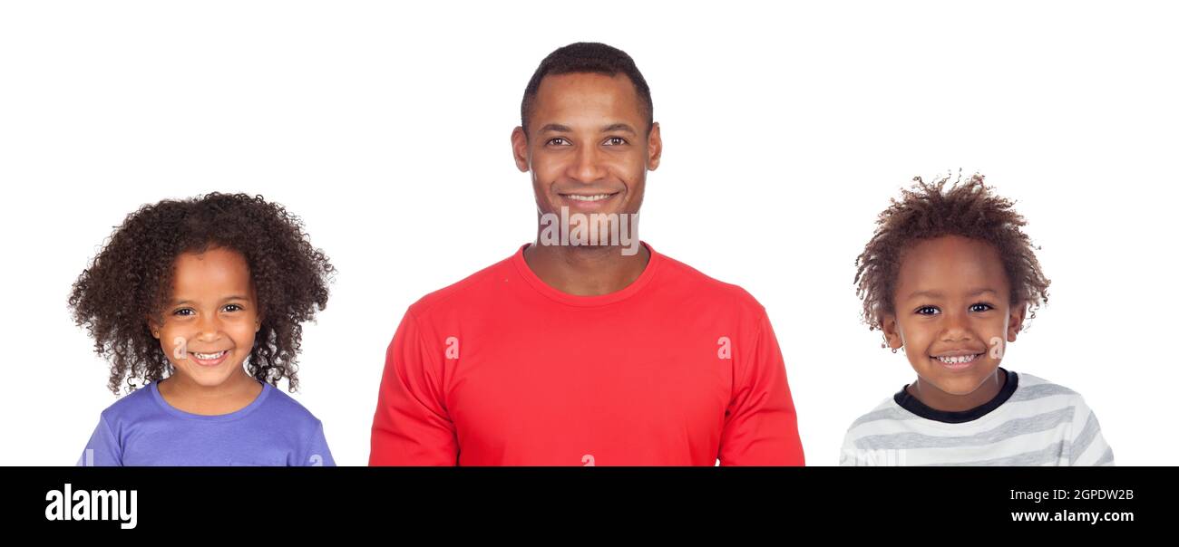 Happy single-parent family isolated on a white background Stock Photo ...