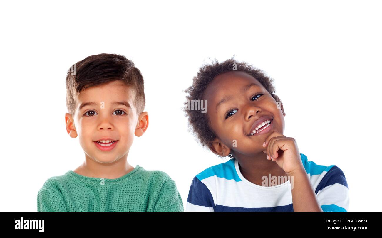 Happy children laughing isolated on a white background Stock Photo - Alamy