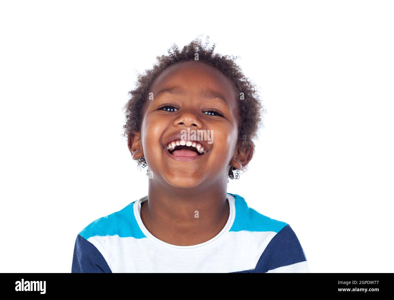 African child laughing isolated on white background Stock Photo - Alamy