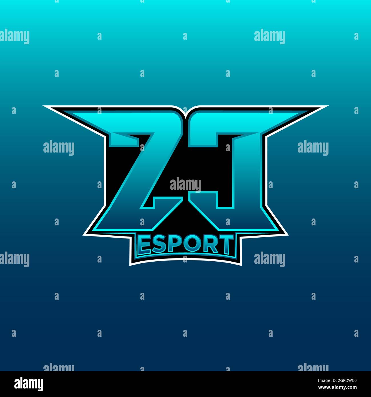 ZC Logo ESport Gaming Initial with Blue Light Color design vector template Stock Vector Image ...