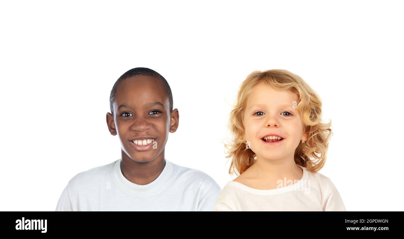 Happy children laughing isolated on a white background Stock Photo - Alamy