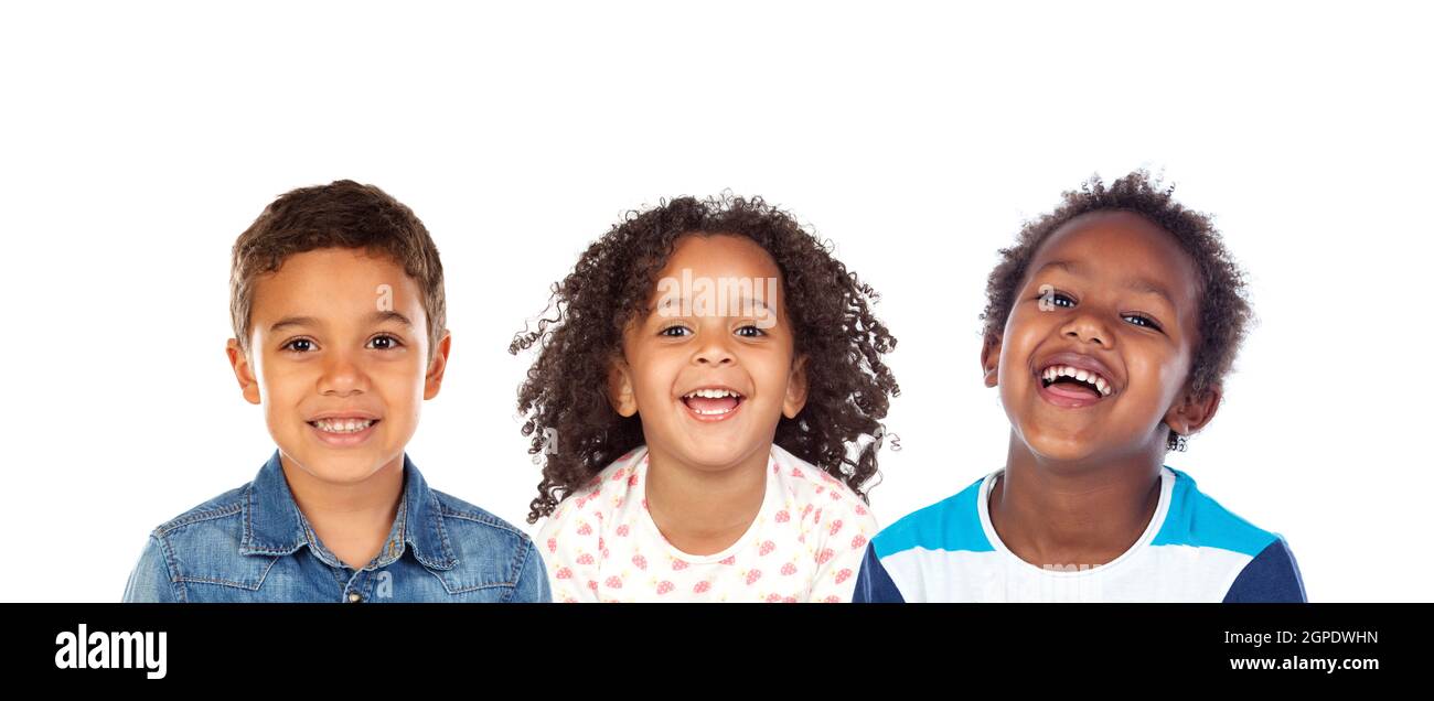 Happy children laughing isolated on a white background Stock Photo - Alamy