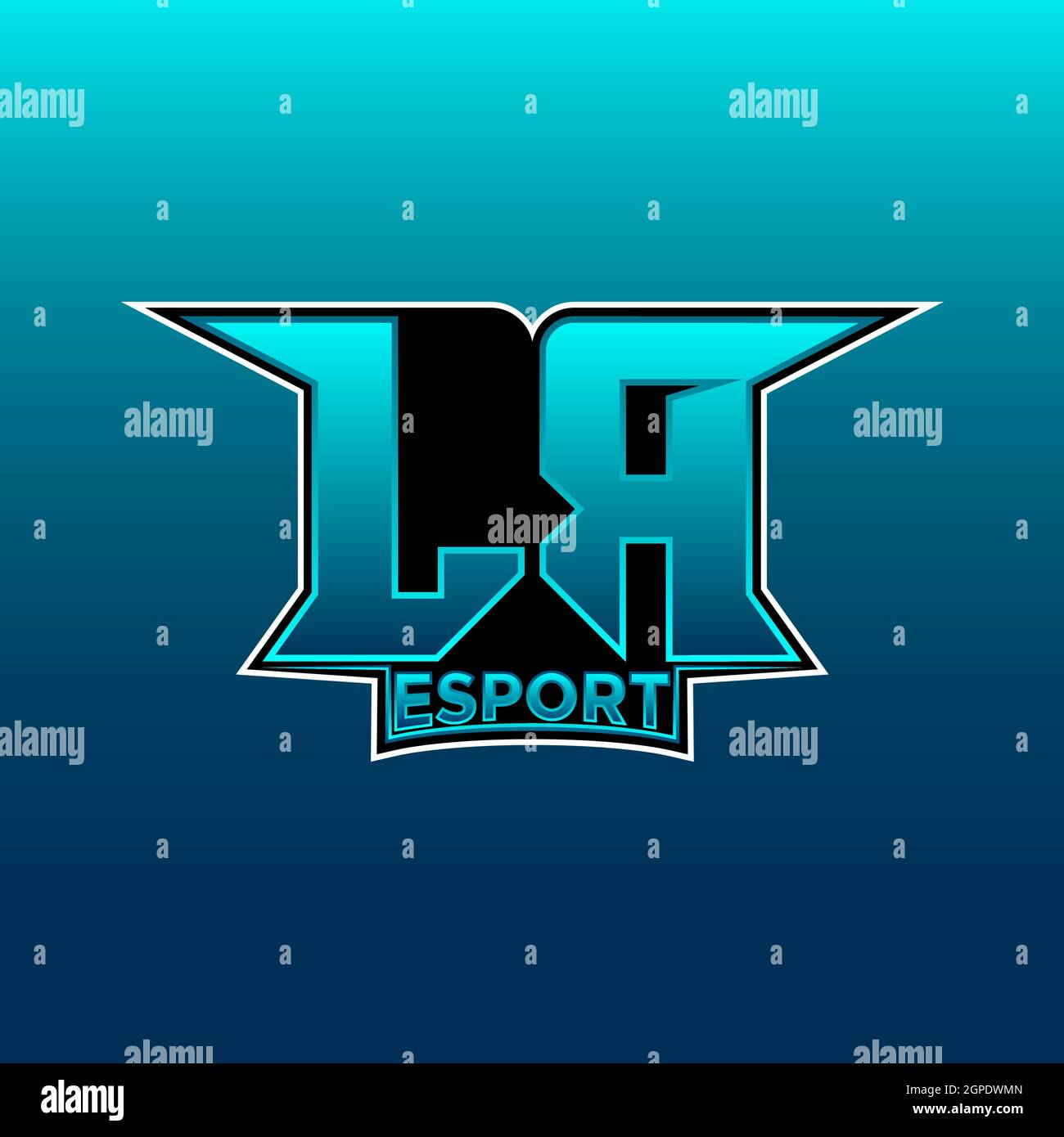 LR Logo ESport Gaming Initial with Blue Light Color design vector ...