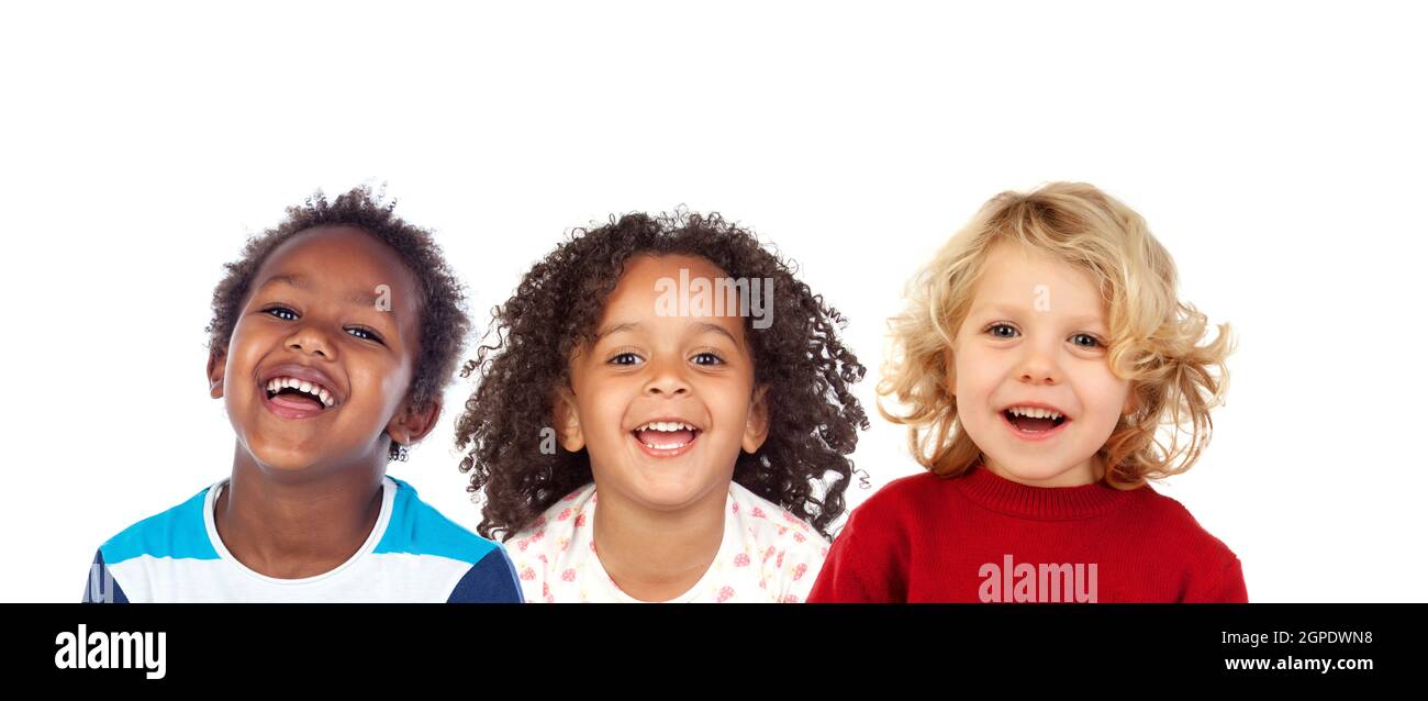 Happy children laughing isolated on a white background Stock Photo - Alamy