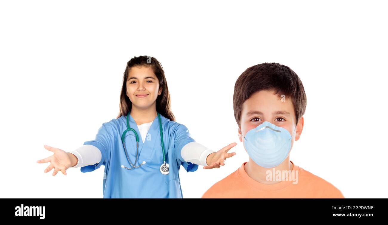 Little doctor with a patient isolated on a white background Stock Photo ...